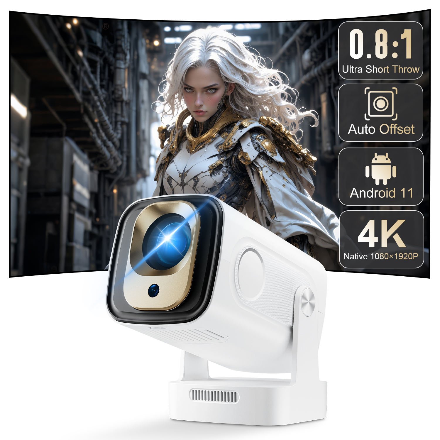 Portable Home Theater Hy260 Pro 1080p Smart Android 4k Mini Projector ...